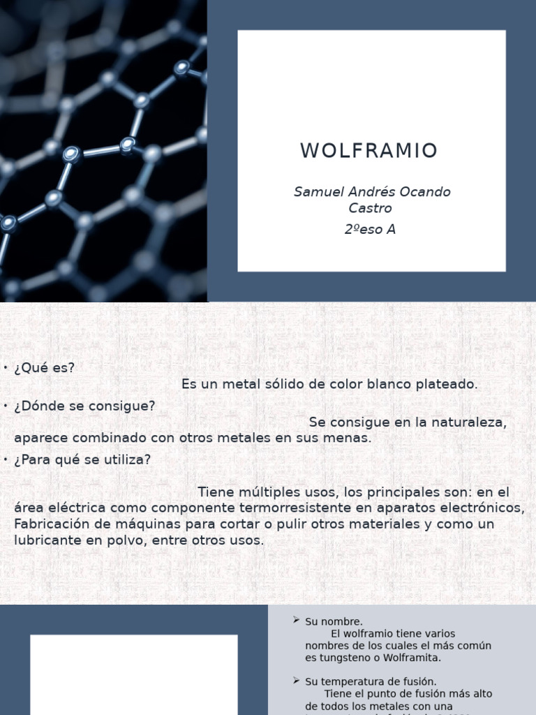 Características y Usos del Wolframio | PDF | Tungsteno | Rieles