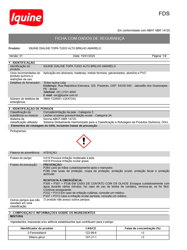 Fispq - Iquine Dialine Topa Tudo Amarelo (Amarelo) | PDF | Magnésio | Materiais