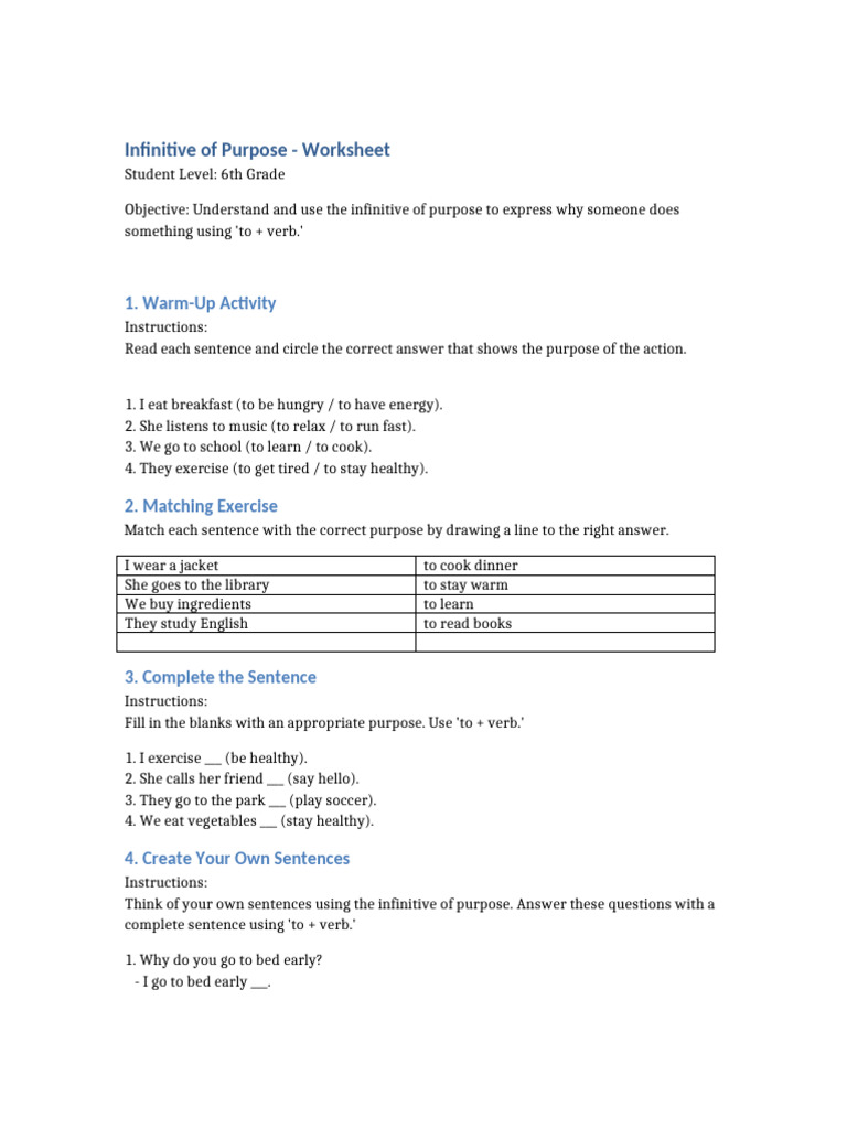 Infinitive_of_Purpose_Worksheet | PDF