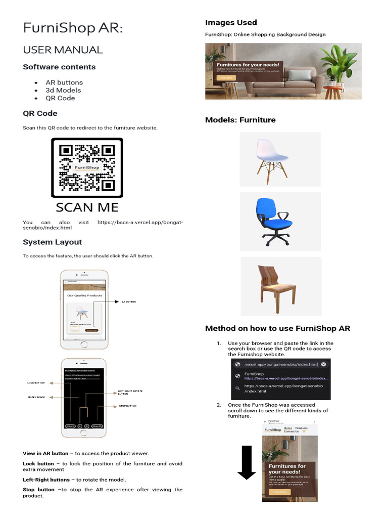 FurniShop AR User Manual Guide | PDF | Button (Computing) | Qr Code
