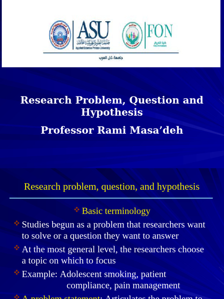 Problem, Question and Hypothesis | PDF | Null Hypothesis | Hypothesis