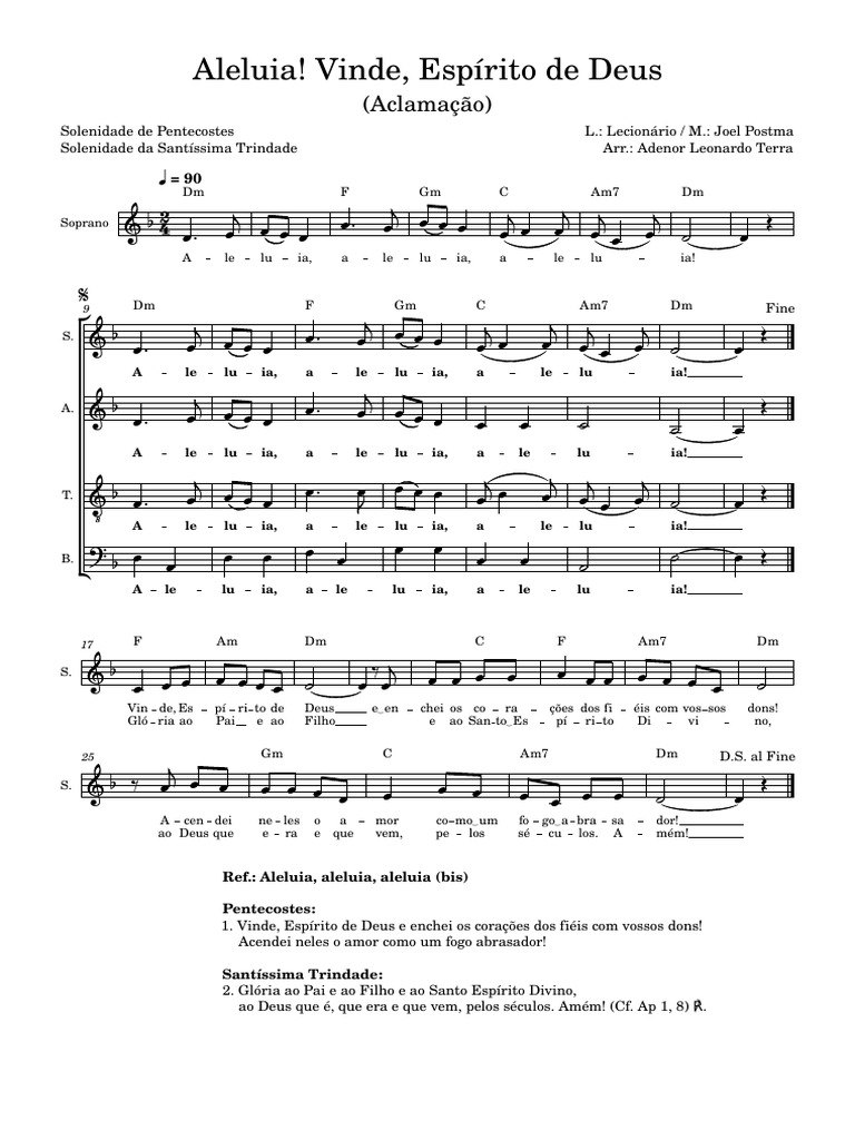 Aleluia Vinde Esprito de Deus | PDF | Teologia | Divindades
