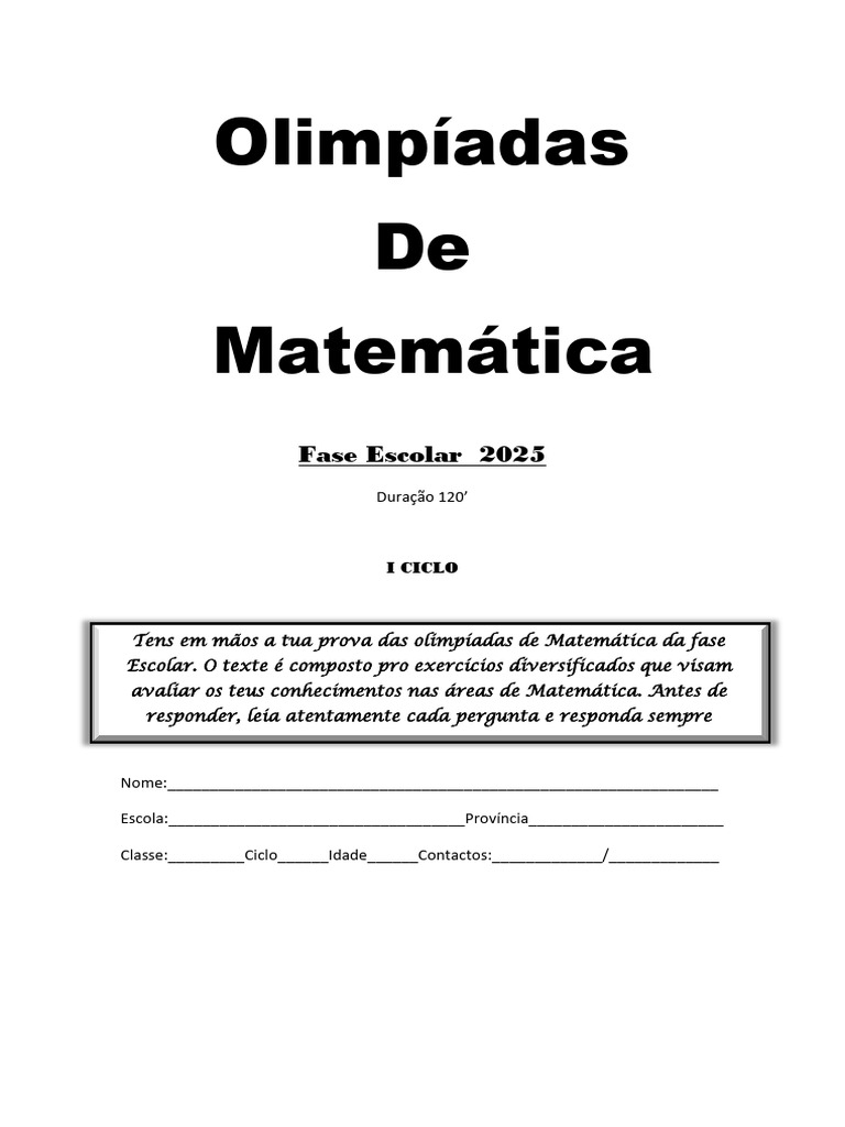 Prova Olimpíadas de Matemática 2025 | PDF | Matemática