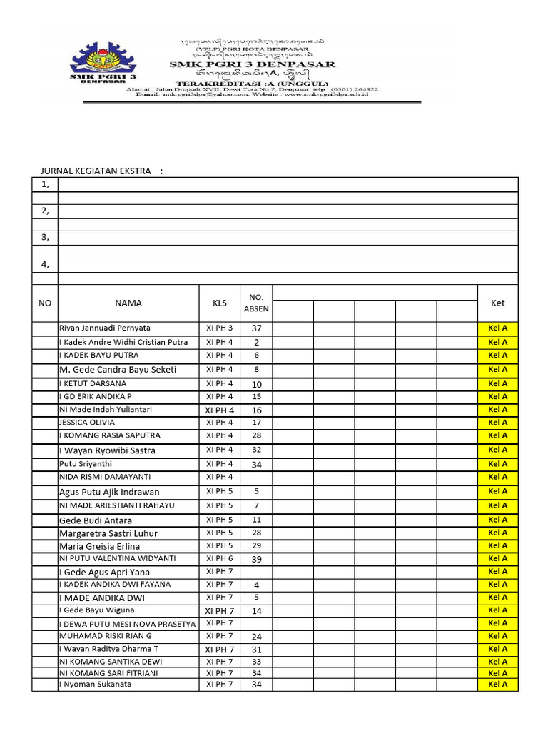 ABSEN EKSTRA HK Reguler Update Maret | PDF