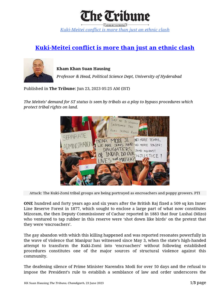 Kuki Meitei Conflict Is More Than Just A | PDF