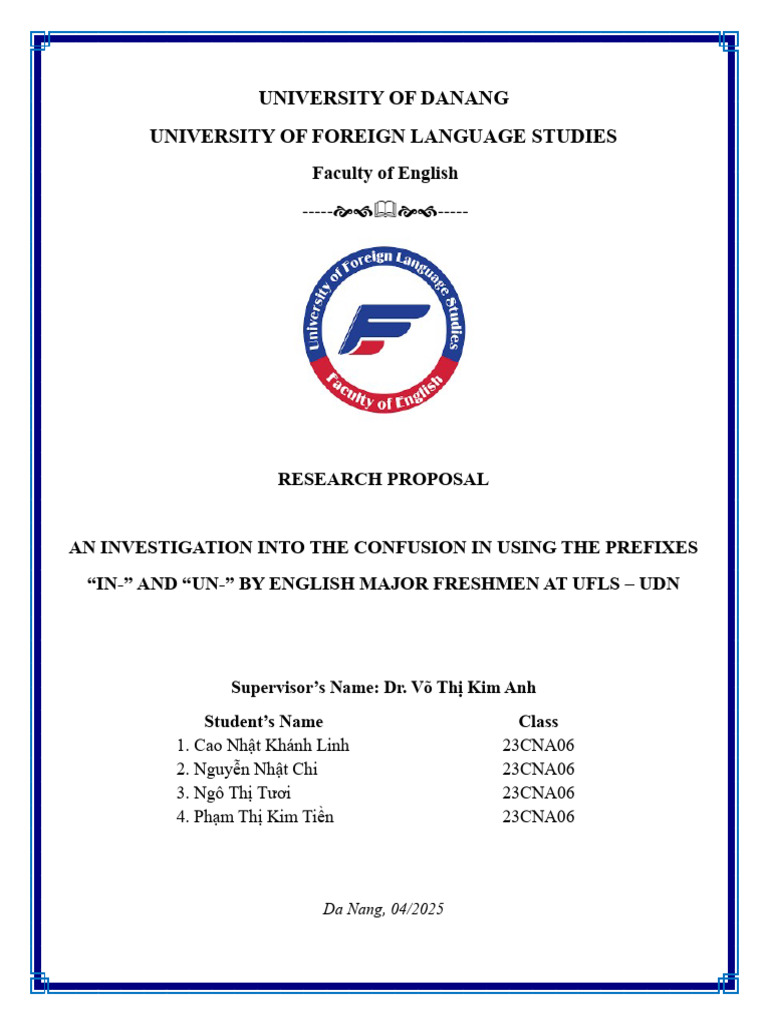 An Investigation Into The Confusion in Using The Prefixes in and Un ...