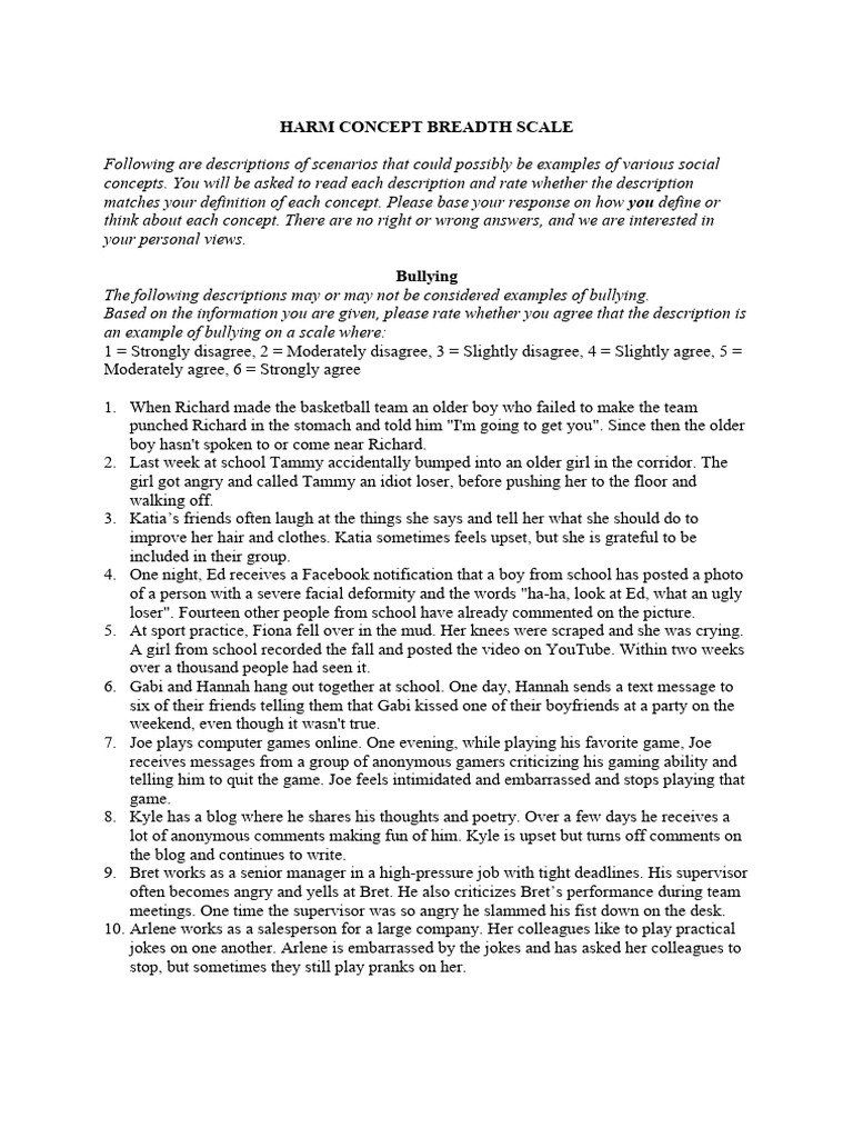 Harm Concept Breadth Scale | PDF