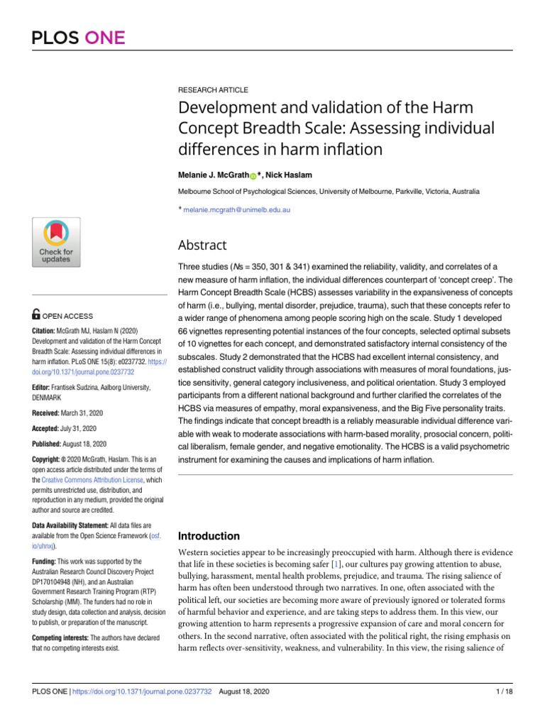 Development and Validation of The Harm Concept Breadth Scale: Assessing ...