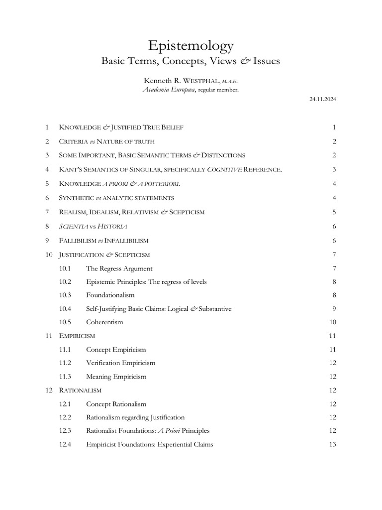 Epistemology Basic Terms Concepts Views | PDF | A Priori And A Posteriori | Epistemology