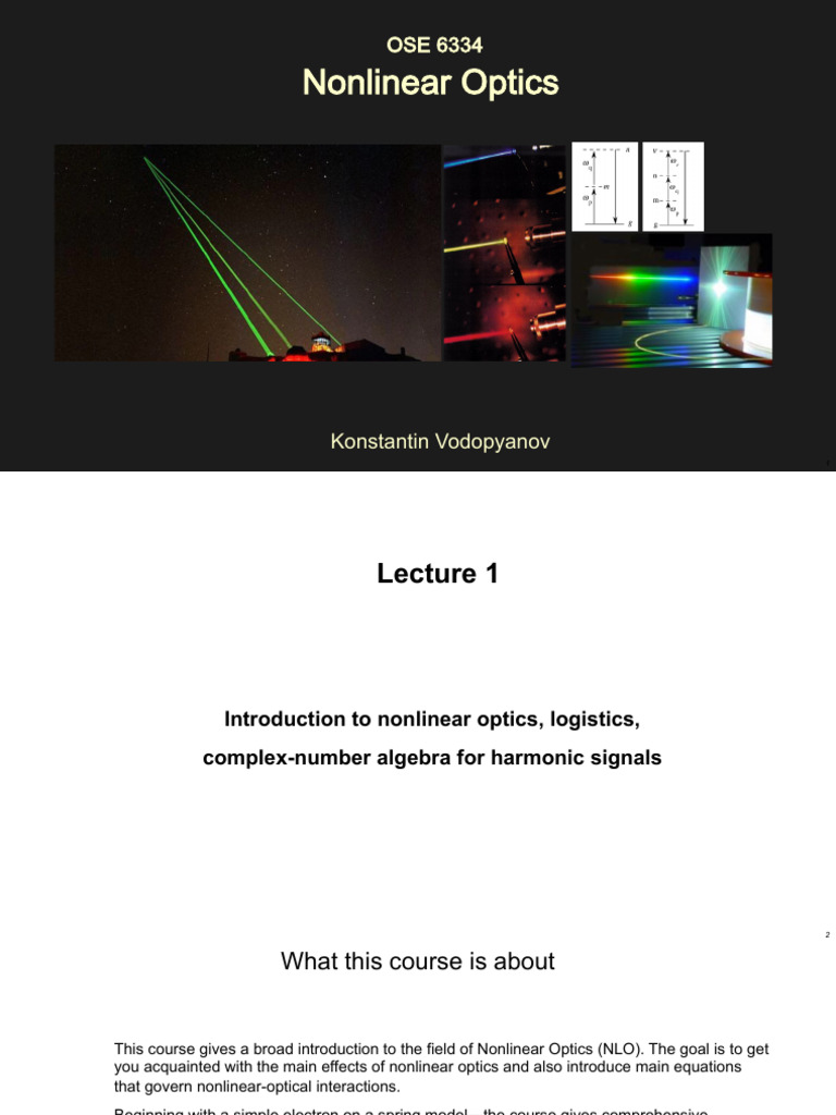 Introduction to Nonlinear Optics | PDF | Nonlinear Optics | Optics
