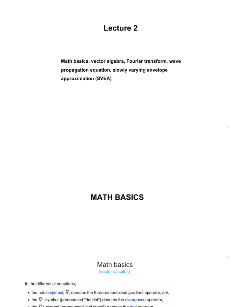 L2 Math-Basics - Maxwell Eq SVEA | PDF | Waves | Fourier Transform