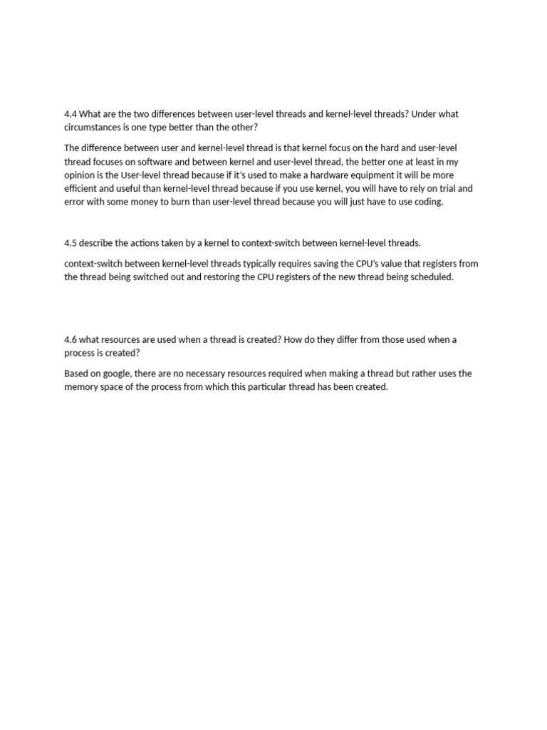 User vs. Kernel Threads: Key Differences | PDF