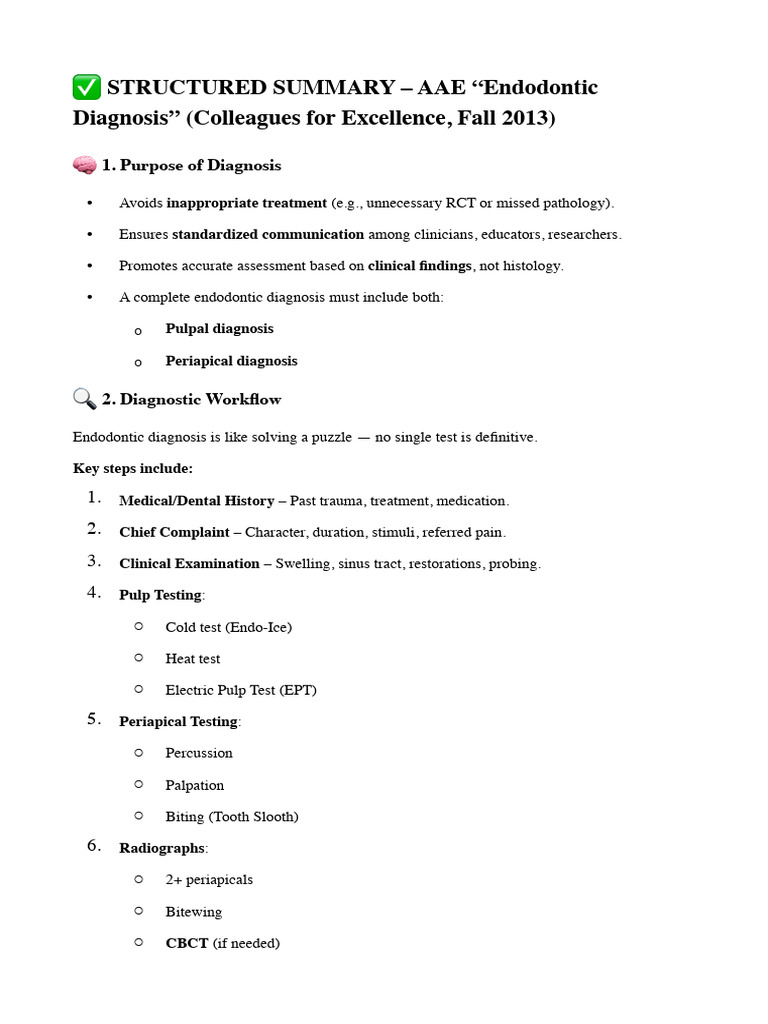 AAE Endodontic Diagnosis Guidelines | PDF | Mouth | Health Sciences