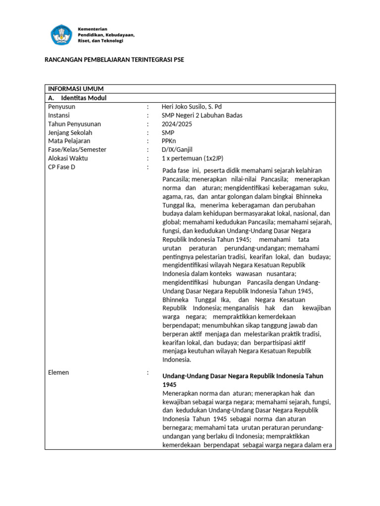 Modul Ajar PSE | PDF