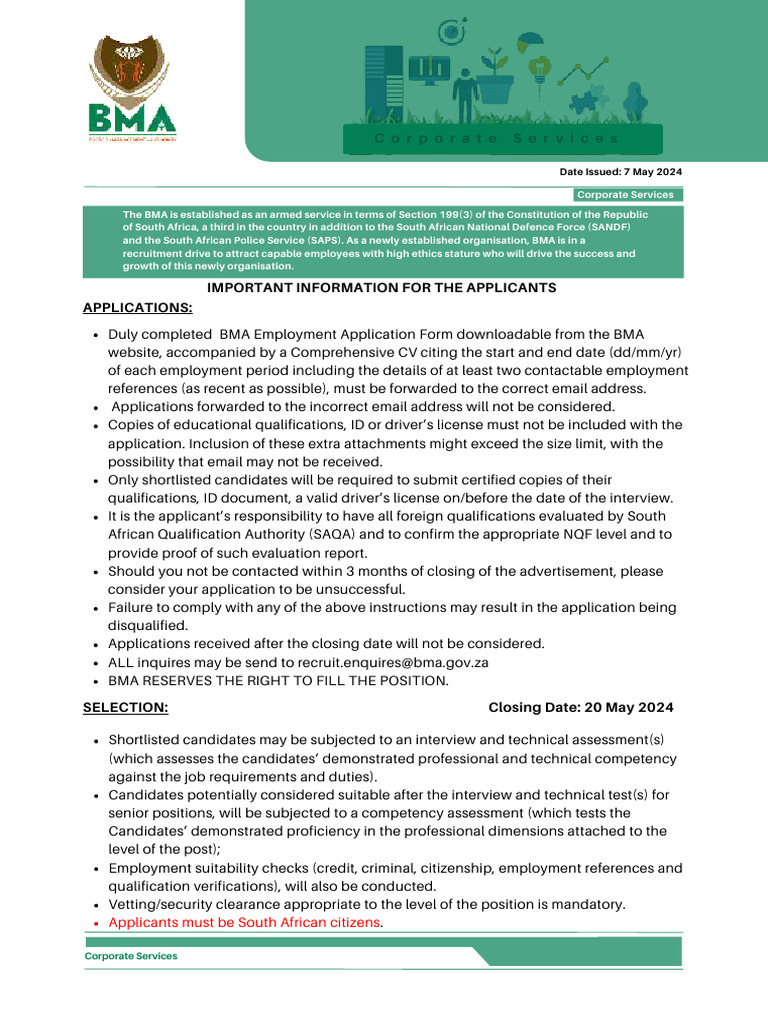 BMA 2024/25 Job Vacancies Announcement | PDF | Regulatory Compliance ...