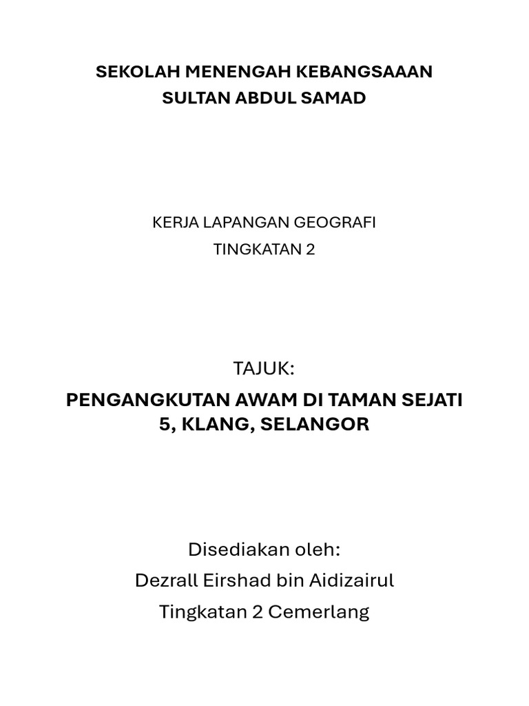 Kerja_Lapangan_Geografi_Dezrall_Eirshad_bin_Aidizairul_2C | PDF