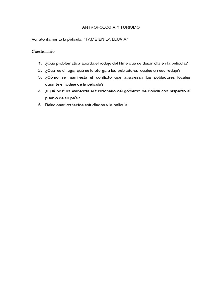 Analisis Pelicula-Tambien La Lluvia | PDF