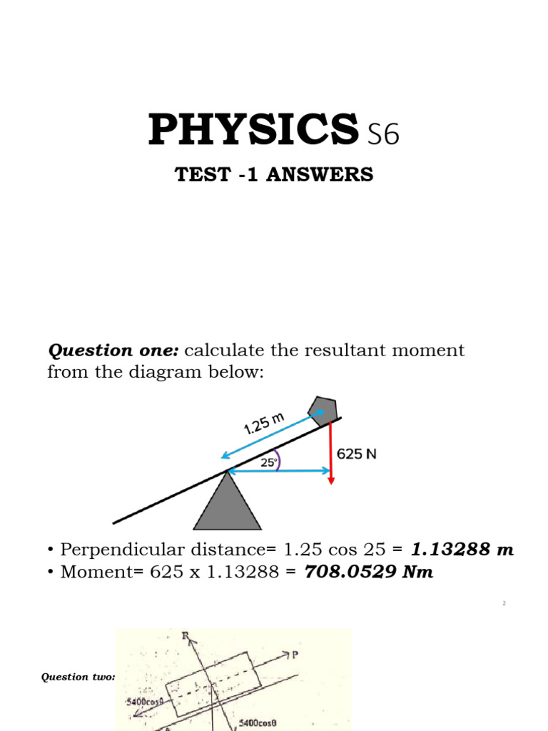S6 Physics Test 1 Answers | PDF