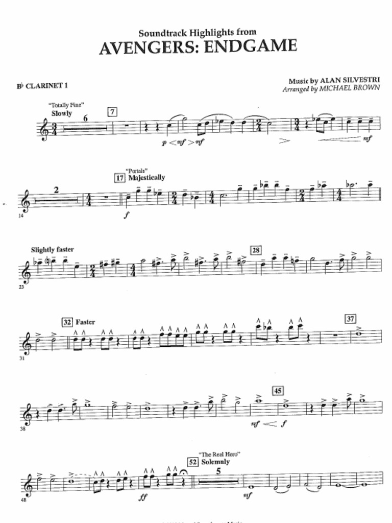 Avengers End Game - Clarinet 1 | PDF