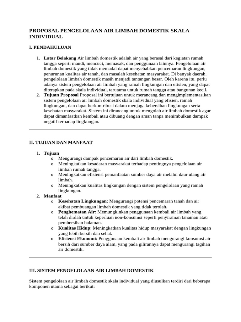 Proposal Pengelolaan Air Limbah Domestik Skala Individual | PDF
