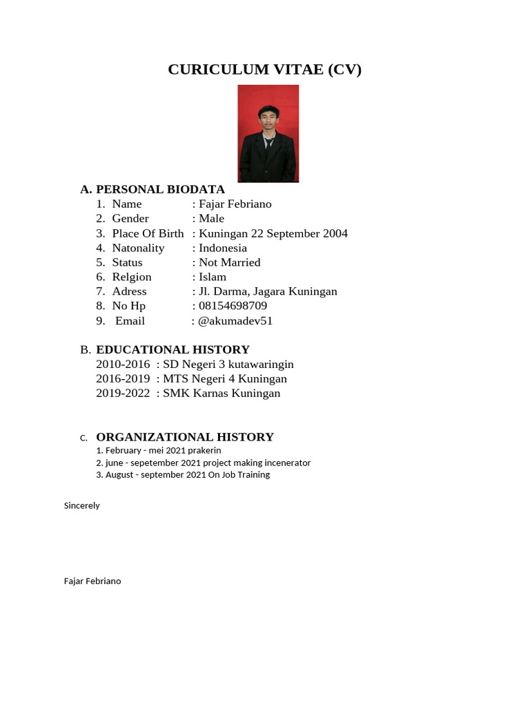 Finaly CV Fajar Febriano-1 | PDF