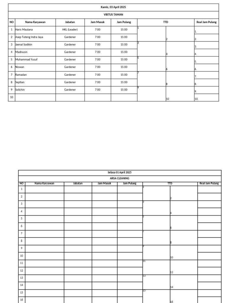 Format Absensi | PDF