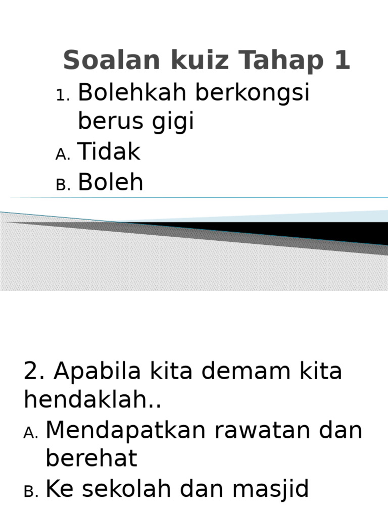 Soalan Kuiz Kesihatan Tahap 1 | PDF