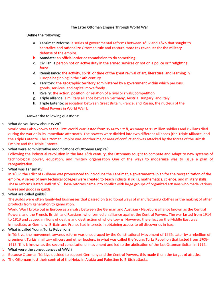The Later Ottoman Empire through WW_Rev4 (1) | PDF | Allies Of World ...