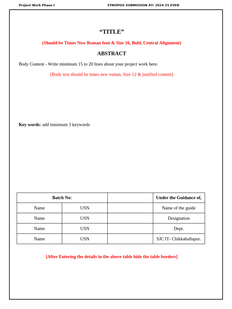 Synopsis Format | PDF