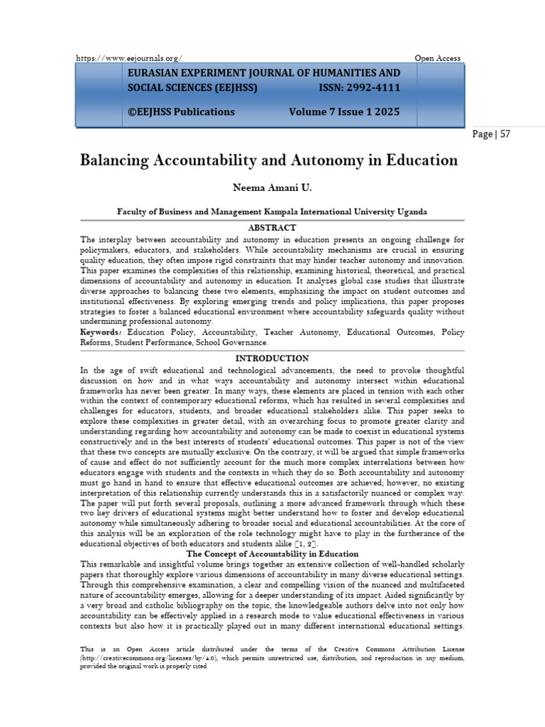 Balancing Accountability and Autonomy | PDF | Teachers | Accountability
