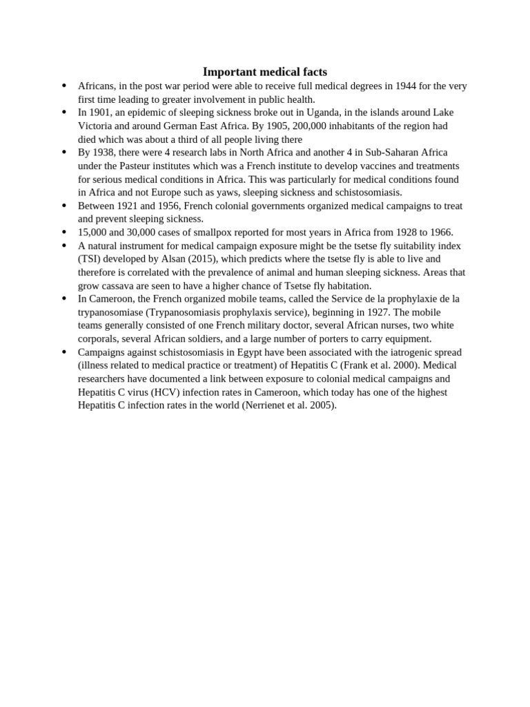 Important Medical History Facts | PDF