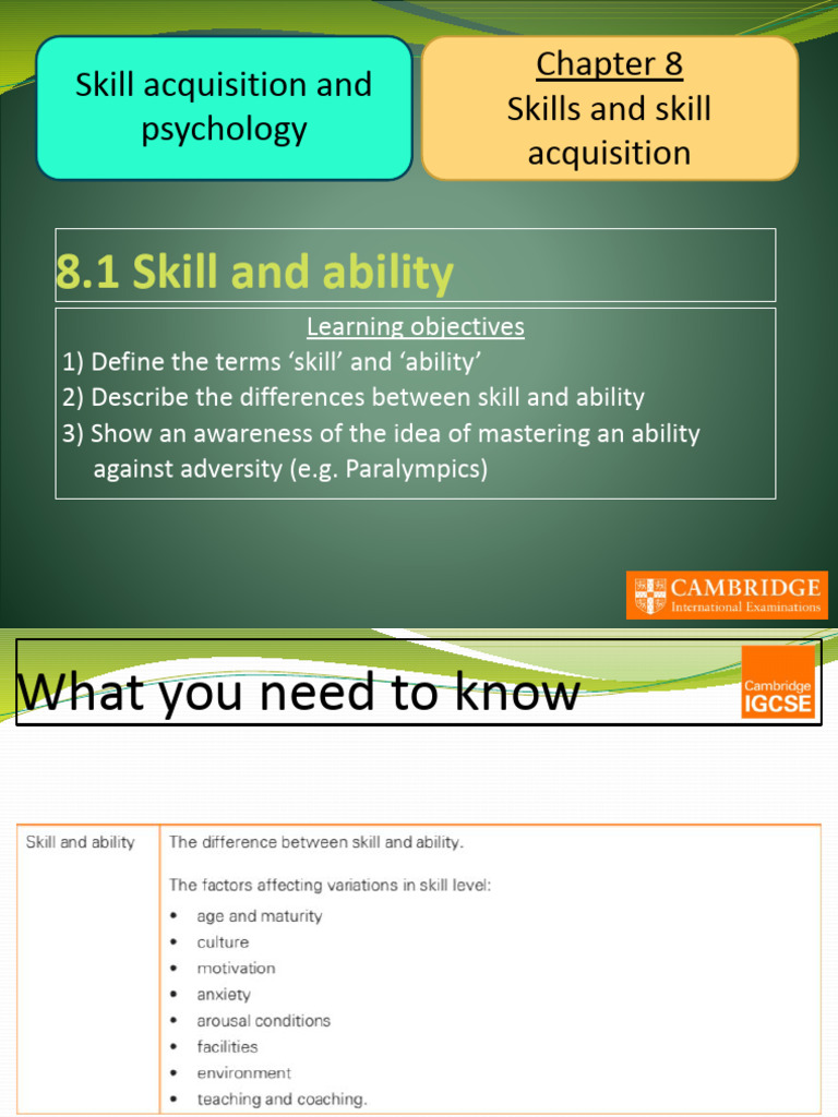 IGCSE Physical Education: Skills and Skill Acquisition (Chapter 8 ...