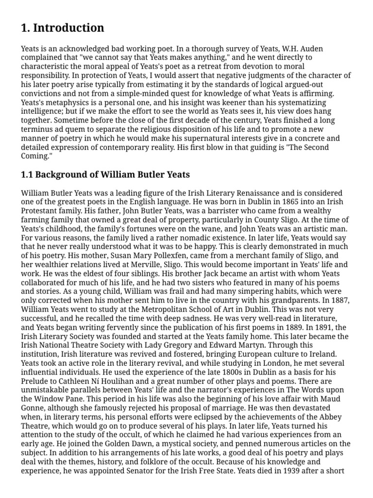 Yeats' "The Second Coming" Overview | PDF | W. B. Yeats | Sphinx