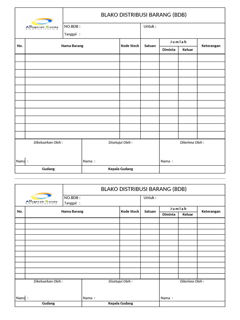 Blanko Distribusi Barang (BDB) | PDF