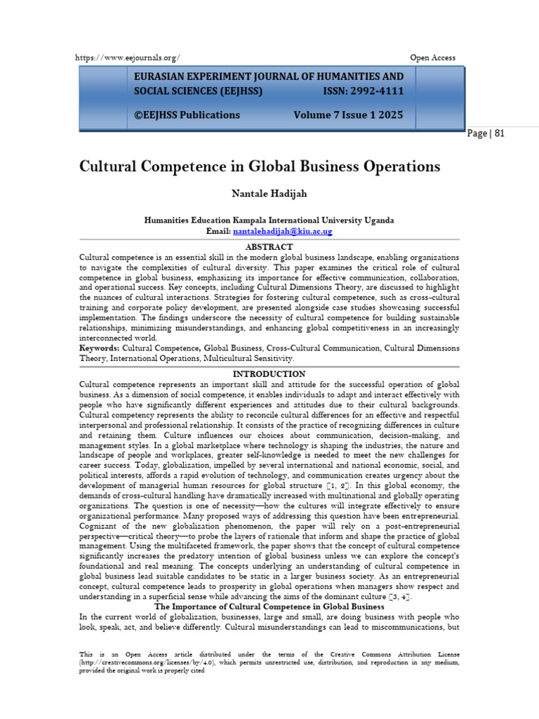 Cultural Competence in Global Business | PDF | Social Psychology