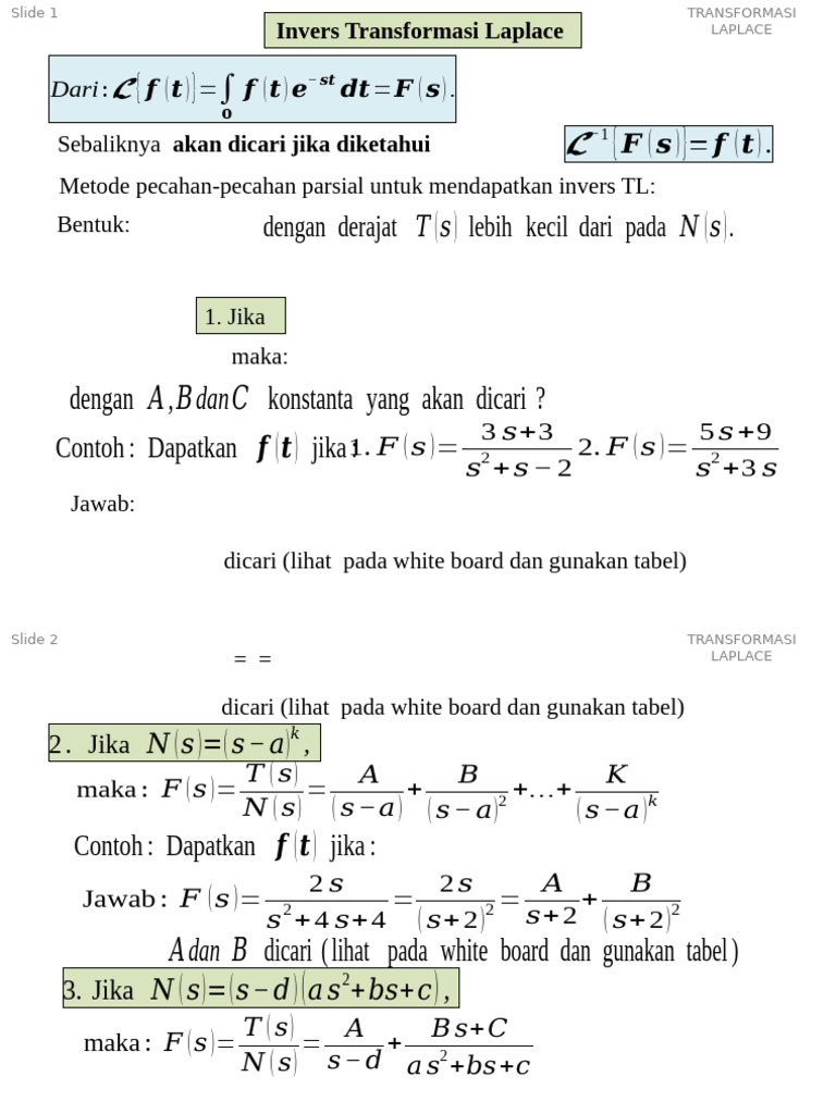 Invers Transformasi Laplace | PDF