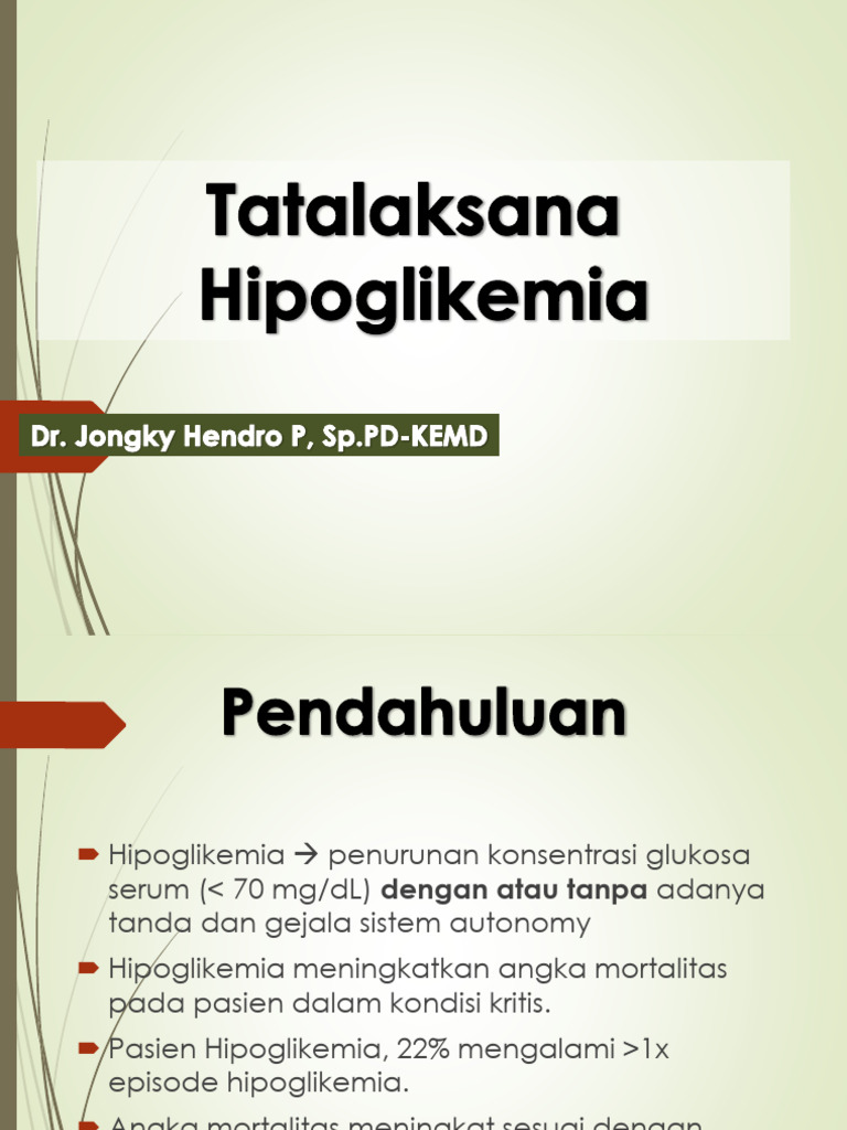 Tatalaksana Hipoglikemia IRD 2023 | PDF