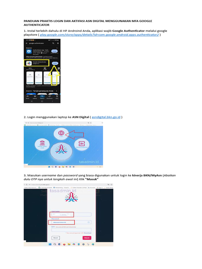 Panduan Praktis Login Dan Aktifasi Asn Digital Menggunakan Mfa Google ...