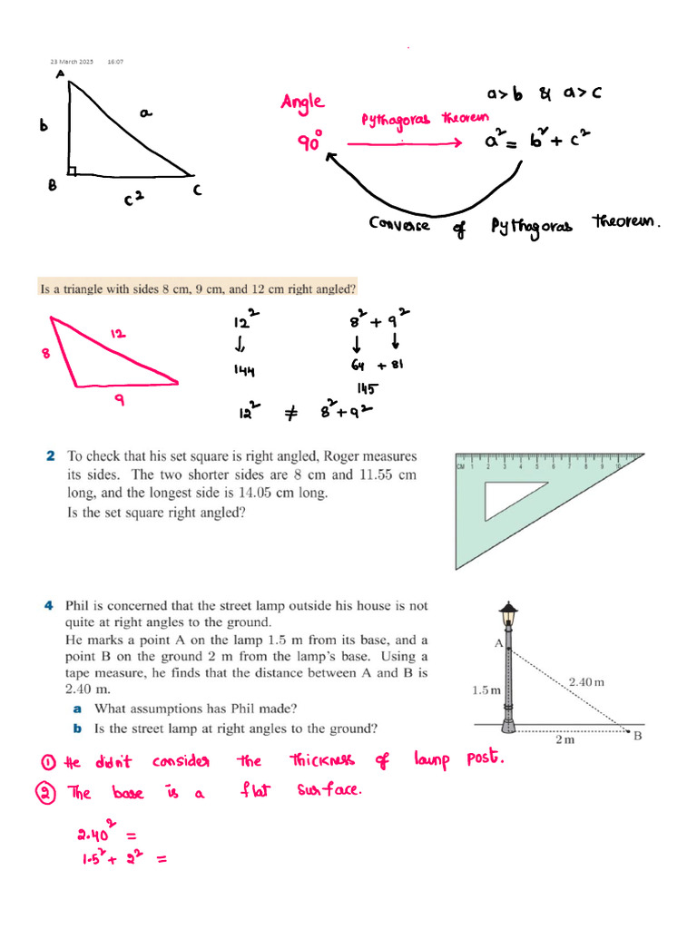 Converse of Pythagoras Theorem Explained | PDF