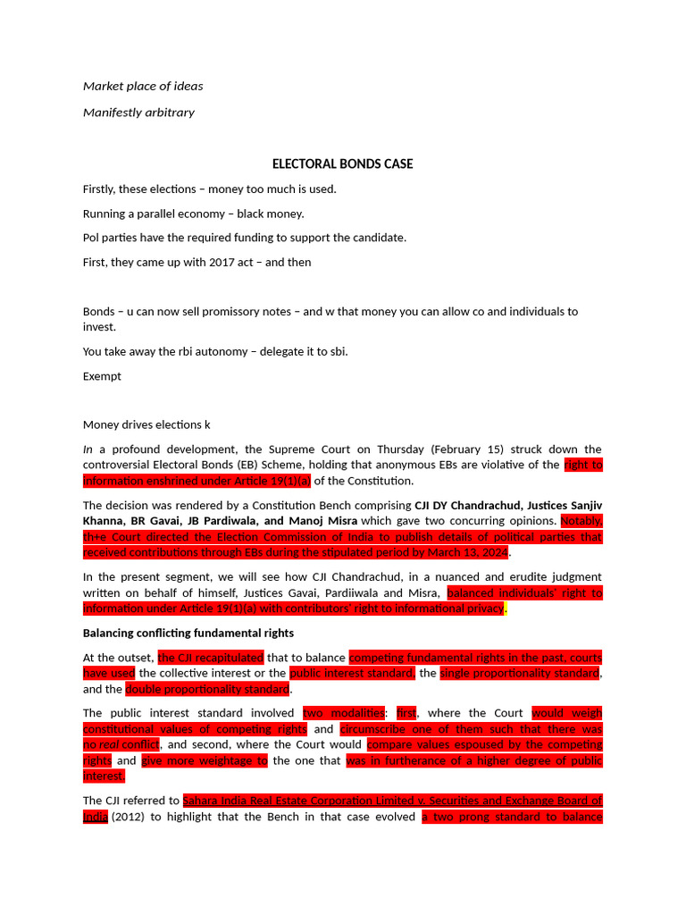 electoral bonds case - Copy | PDF | Privacy | Justice