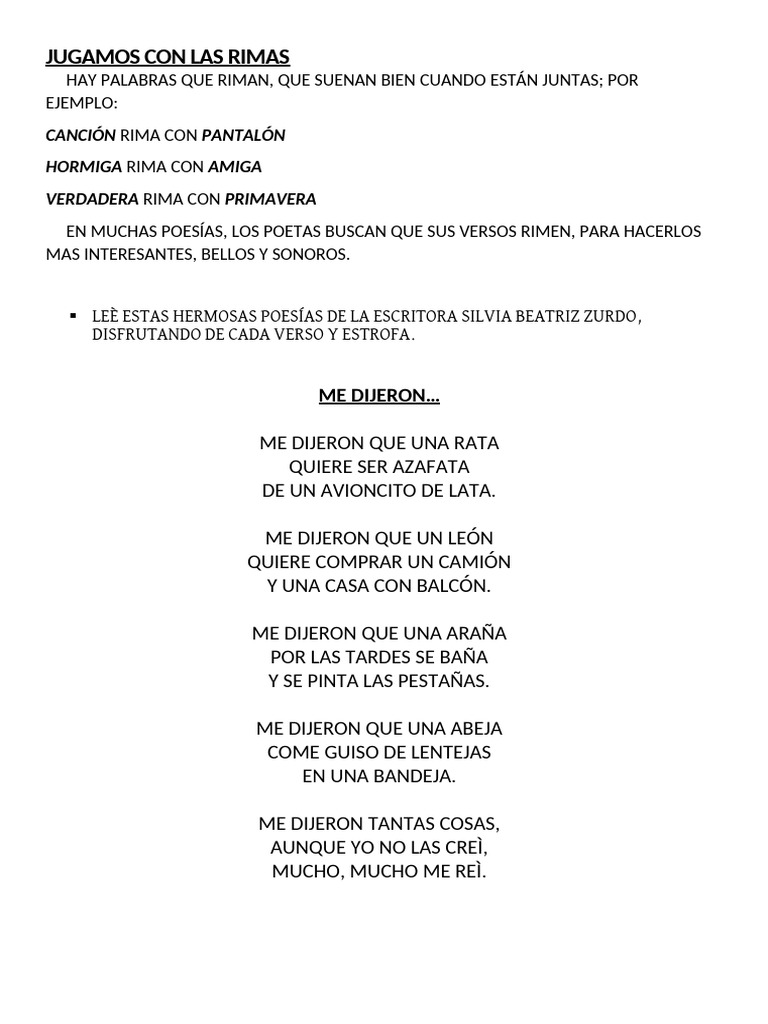 Jugamos Con Las Rimas | PDF