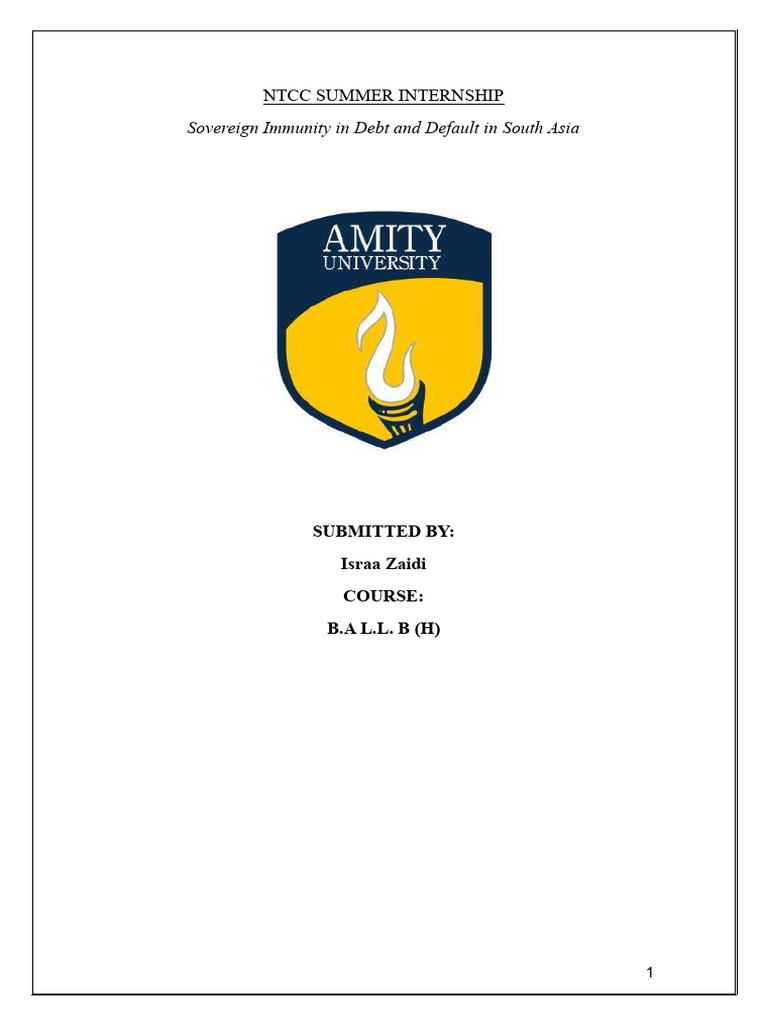 NTCC - Sovereign Immunity in Debt and Default in South Asia | PDF ...
