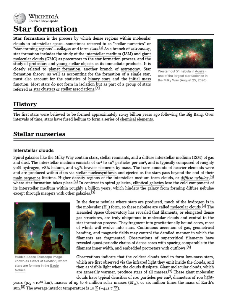 Star Formation - Wikipedia | PDF | Star Formation | Stars