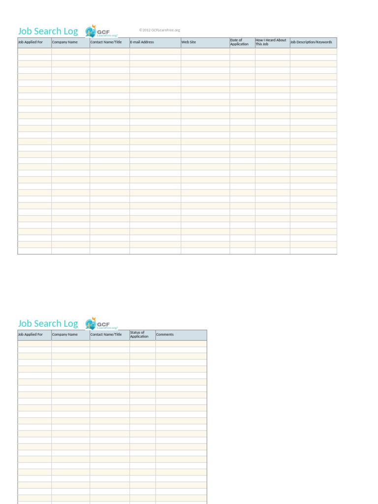 GCF Job Search Log | PDF