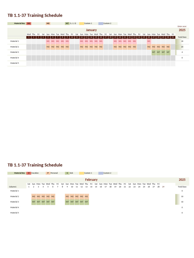 2025 Training Schedule Overview | PDF