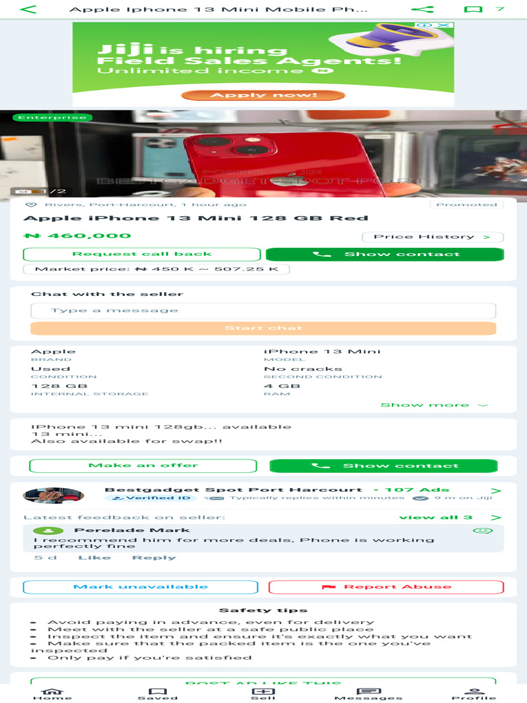 Apple Iphone 13 Mini 128 GB Red in Port-Harcourt - Mobile Phones, Bestgadget Spot Port Harcourt ...