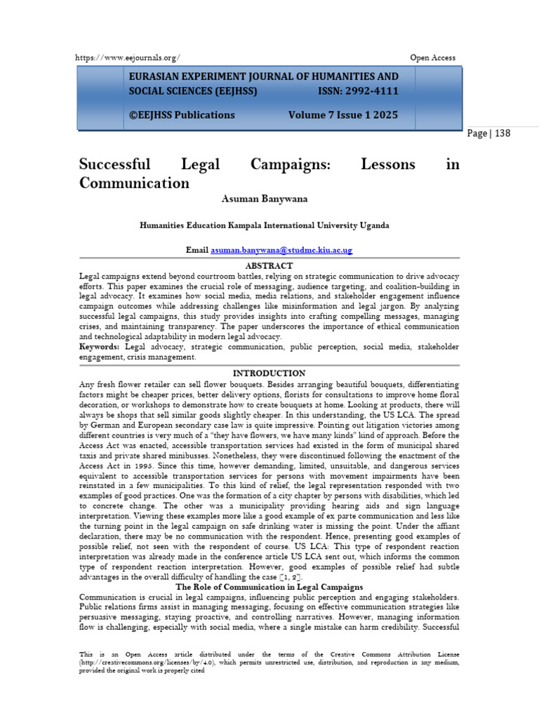 Successful Legal Campaigns: Lessons in Communication (WWW - Kiu.ac - Ug ...