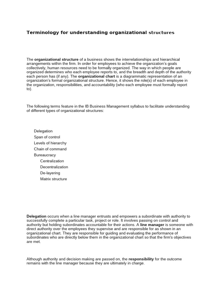 Terminology For Understanding Organizational Structures 1 | PDF ...