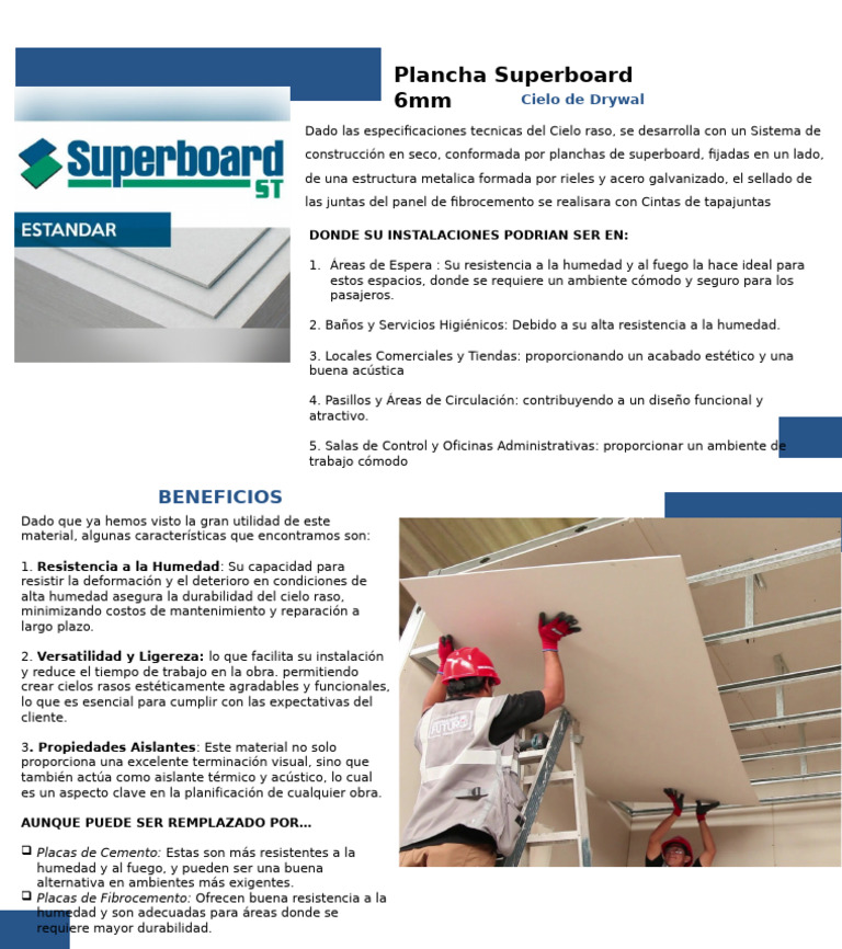 Cielo Raso: Ventajas y Aplicaciones del Superboard | PDF