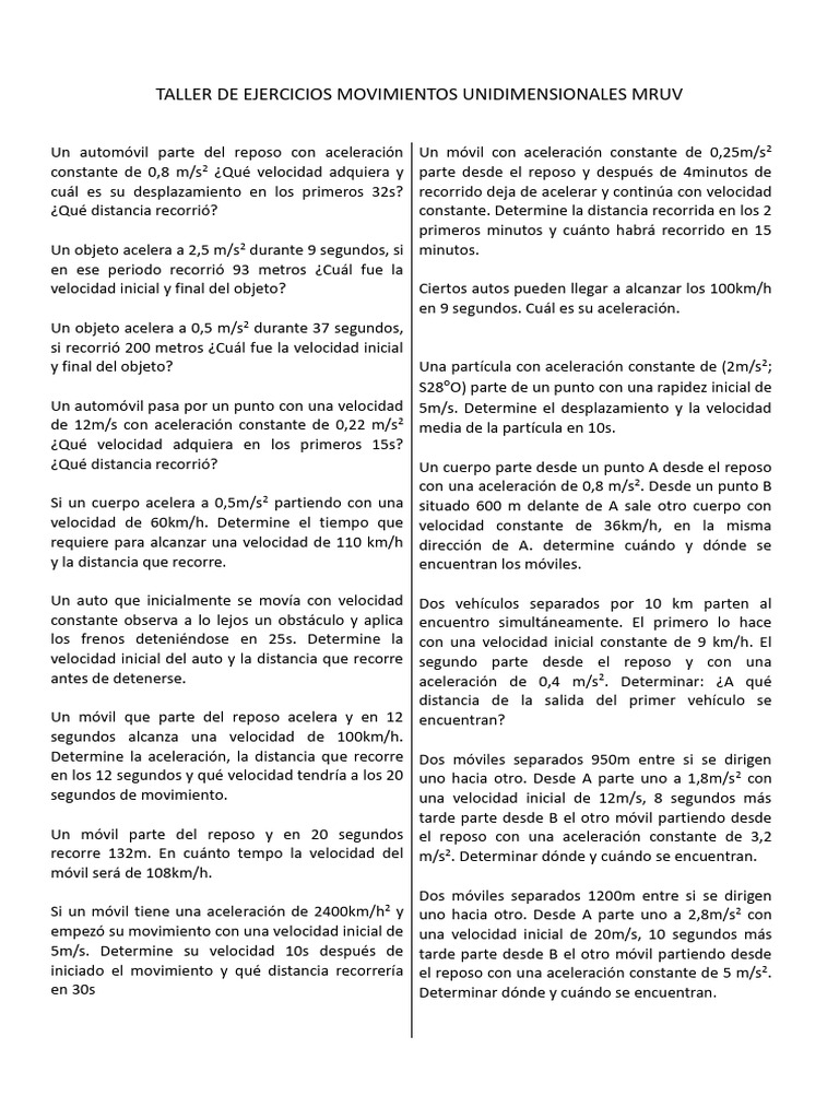 Tarea 12 Mruv Industrial | PDF | Velocidad | Cantidades fisicas
